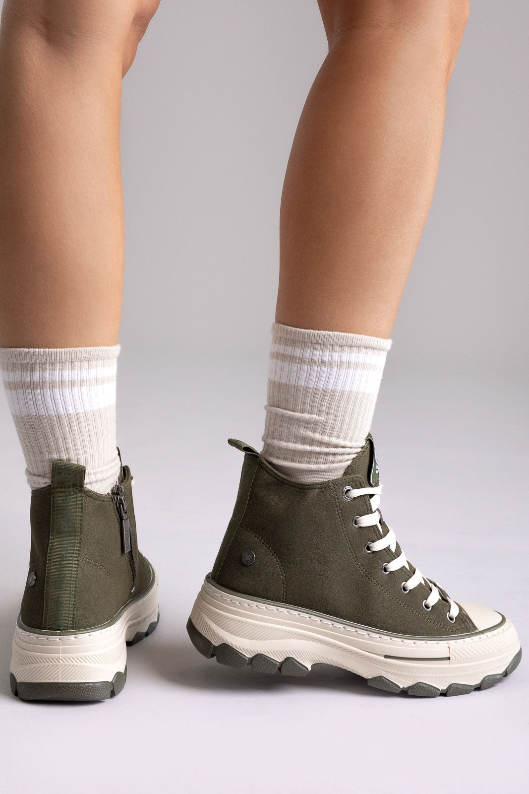 Platform High Top Sneakers Refresh 173078 - Khaki Green Suede ...