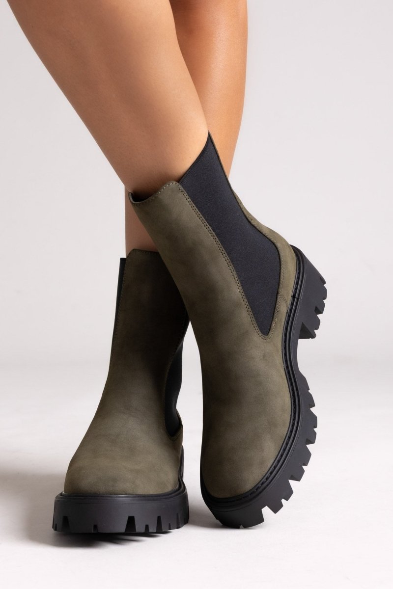 Chelsea Boots with Chunky Sole ONLY 15274563 - Olive Green Nubuck ...