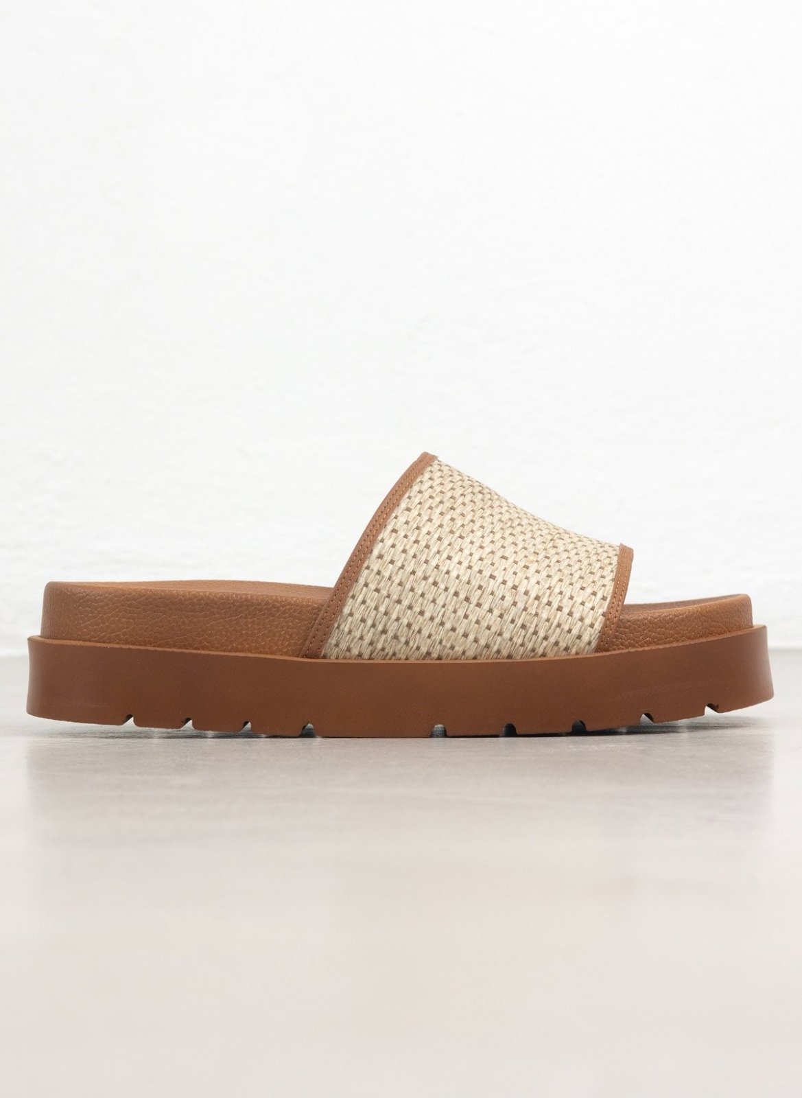 Flatform Sandals Straw Strap - Tan – thefashionproject.gr